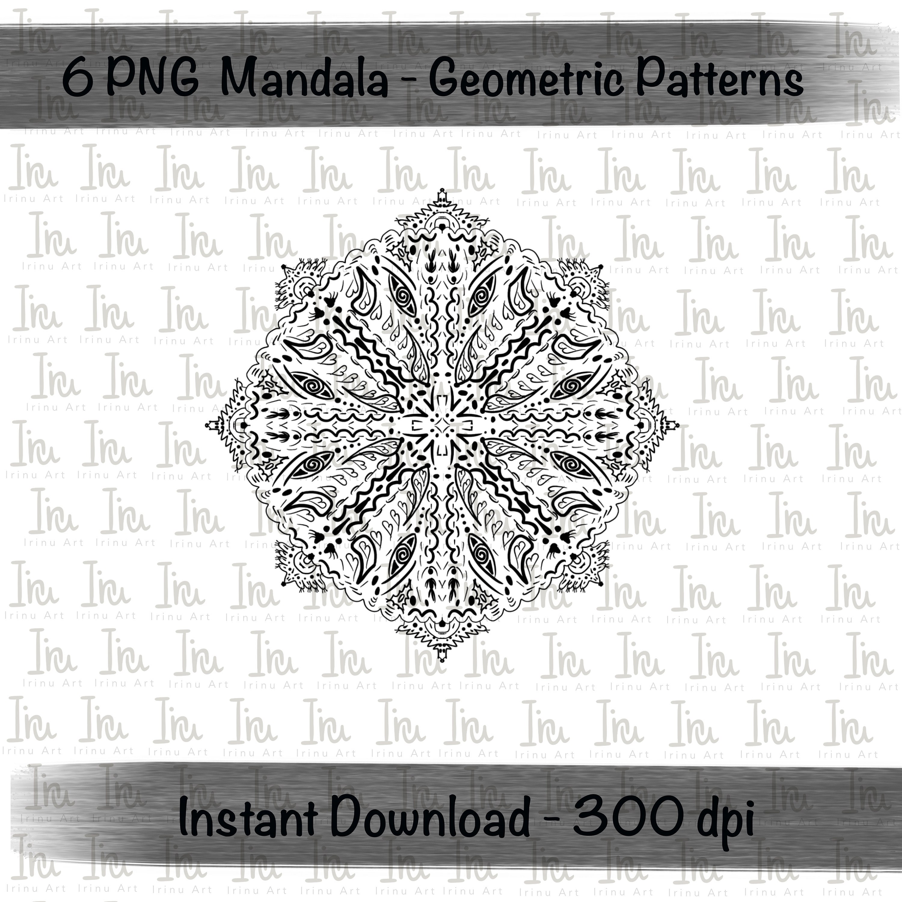 6 PNG Mandala Geometric Patterns Design 300 Dpi Instant Download - Etsy