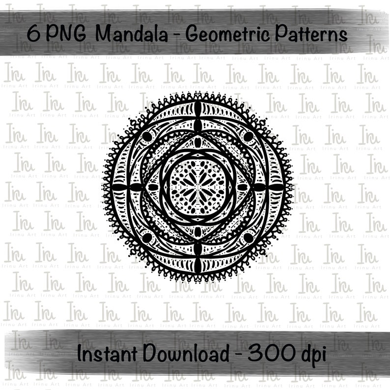 6 PNG Mandala Geometric Patterns Design 300 Dpi Instant Download - Etsy