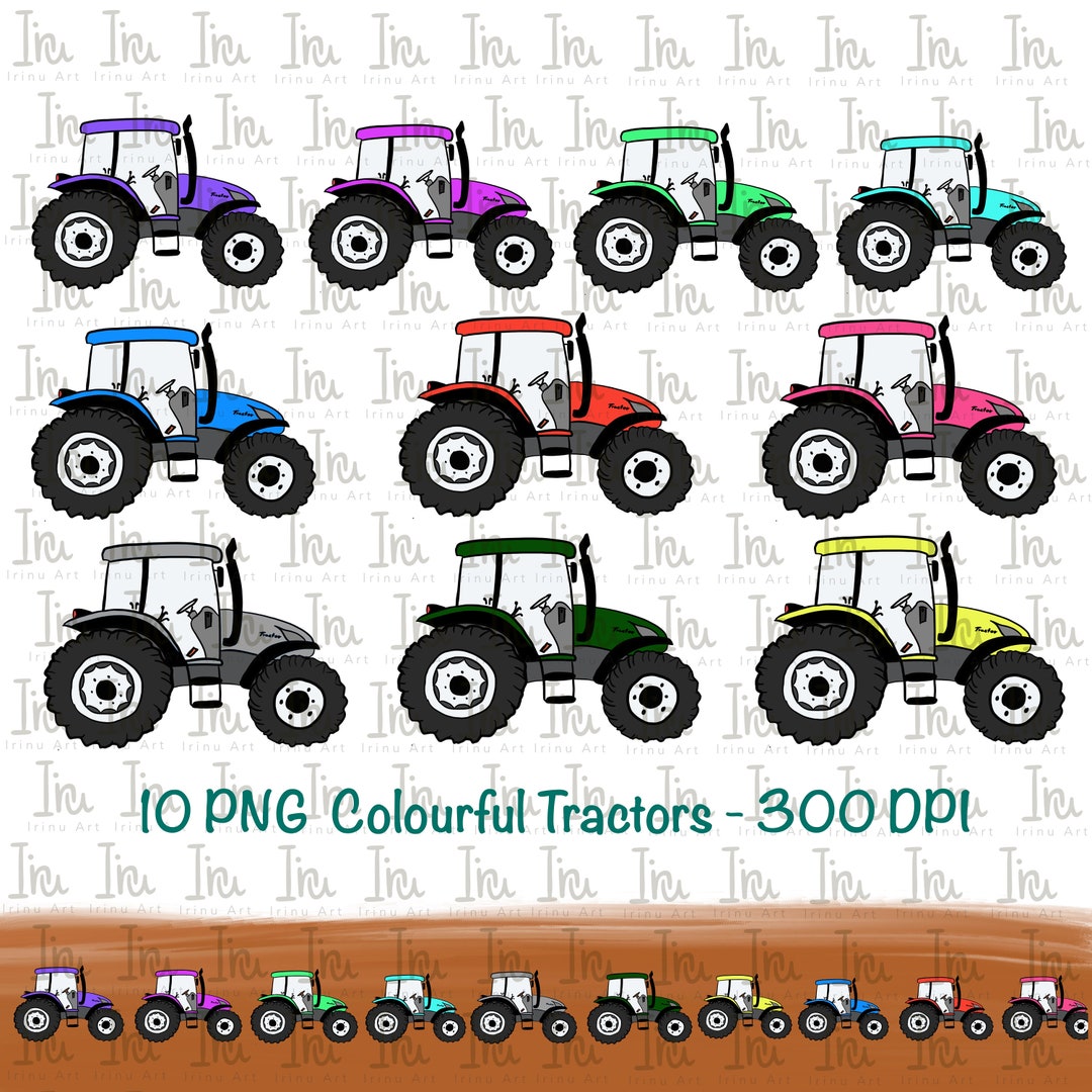 Tractor - 10 PNG Colourful Tractors 300 Dpi. Kid’s Tractor, Farm ...