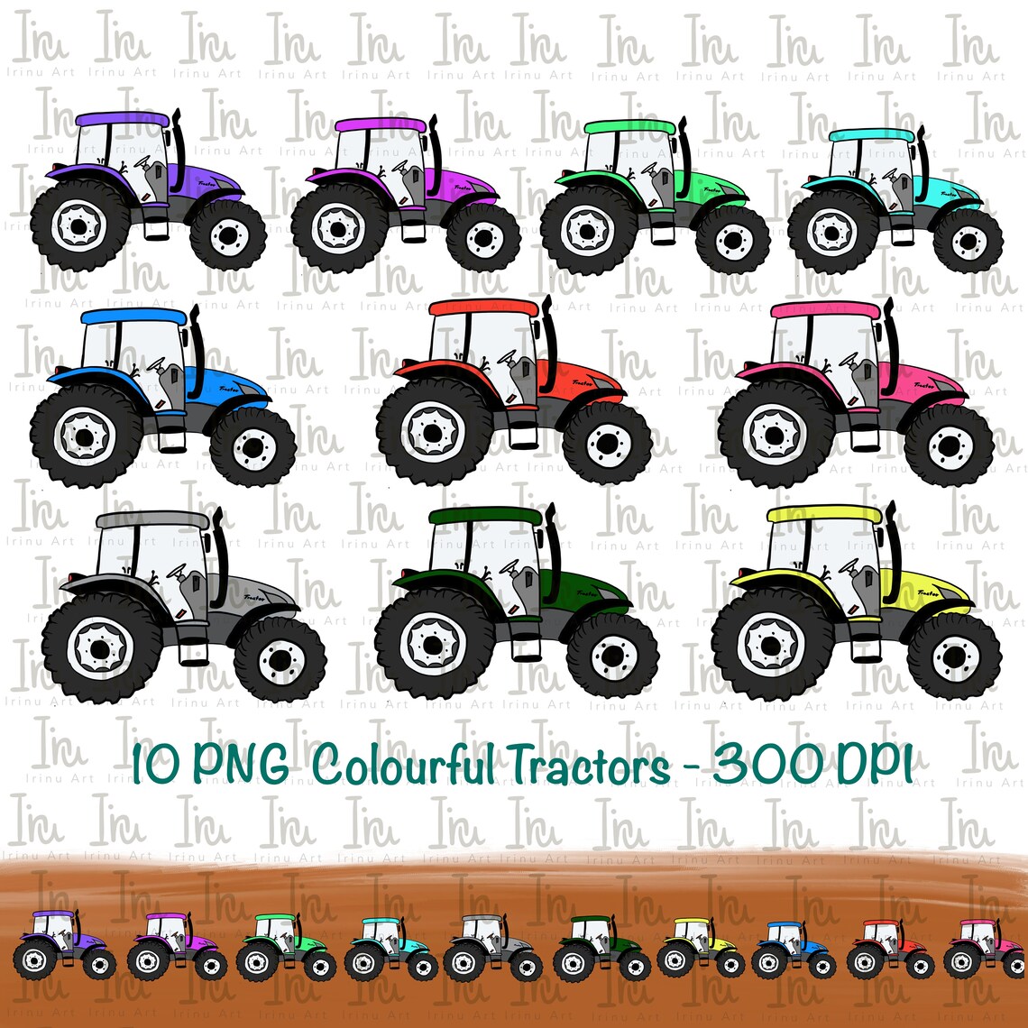 Tractor - 10 PNG Colourful Tractors 300 Dpi. Kid’s Tractor, Farm ...