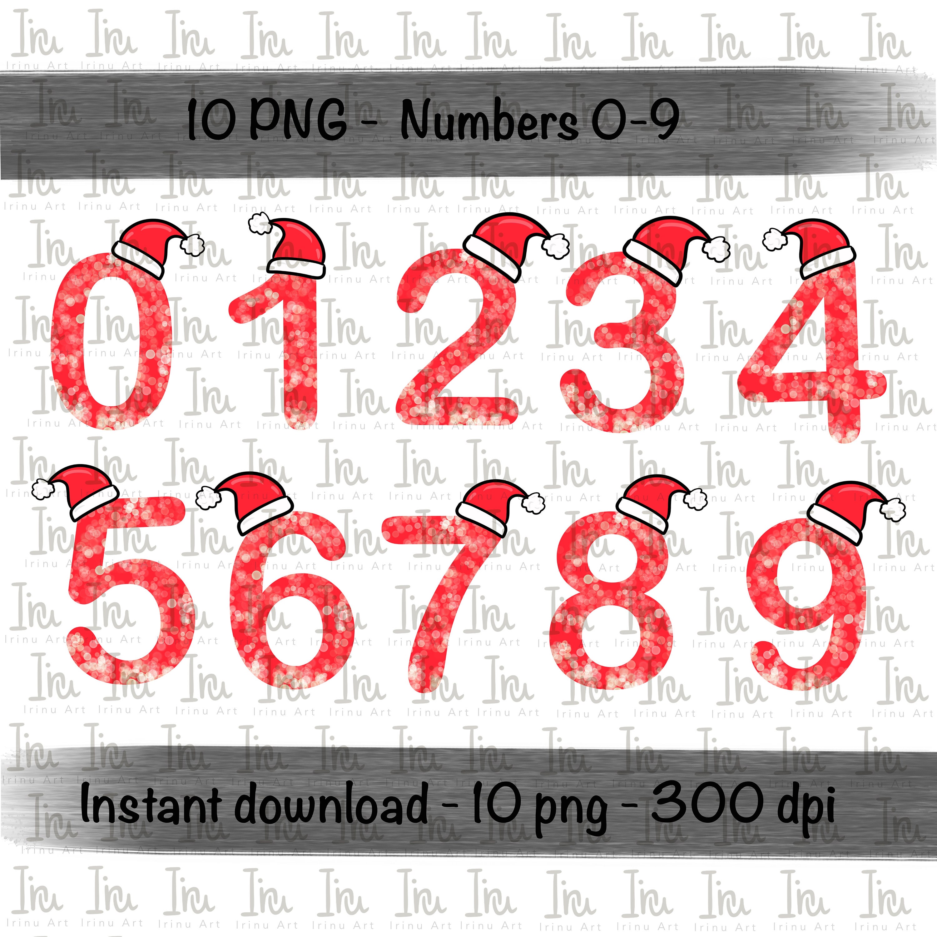Xmas Numbers PNG . Set of 0-9 Numbers in Christmas Colour & Style ...