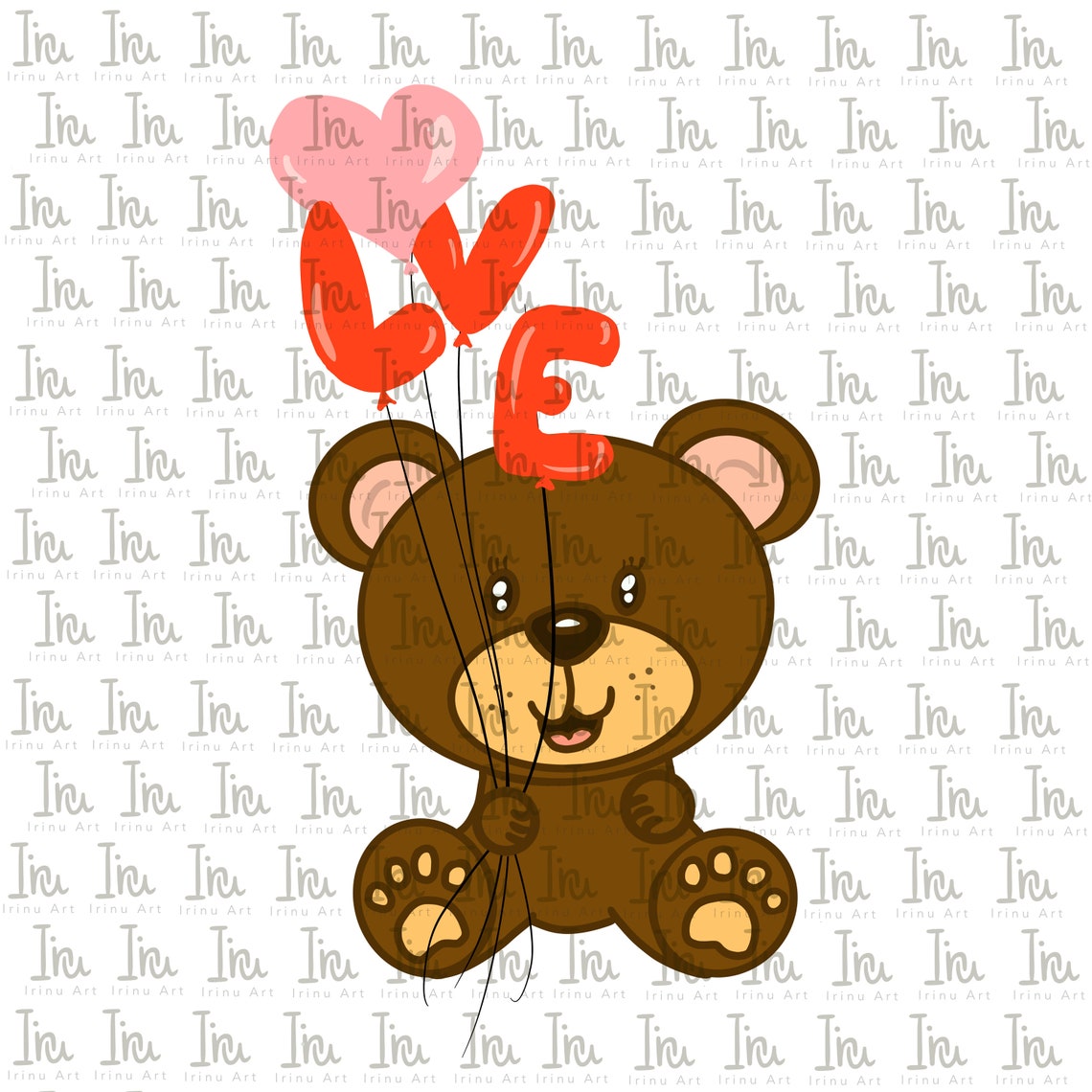 15 PNG Set of Teddy Bears, Valentine, Bear in Love Clipart. Digital ...