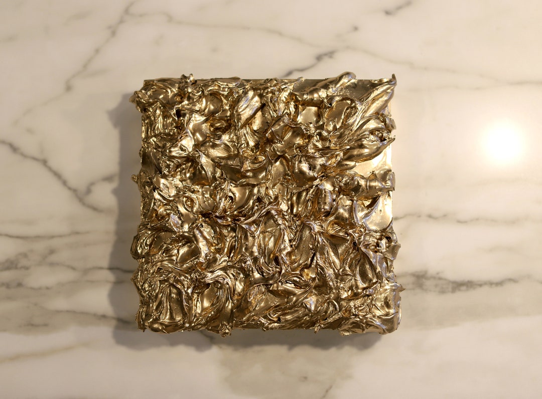 Glossy Gold Textured Art | Modern Art Home Decor | Sculpture Wall Art ...