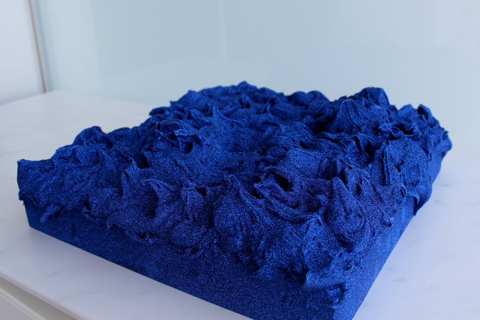 Blue Texture Wall Art Plaster Artwork Royal Blue Shiny Glitter Art ...