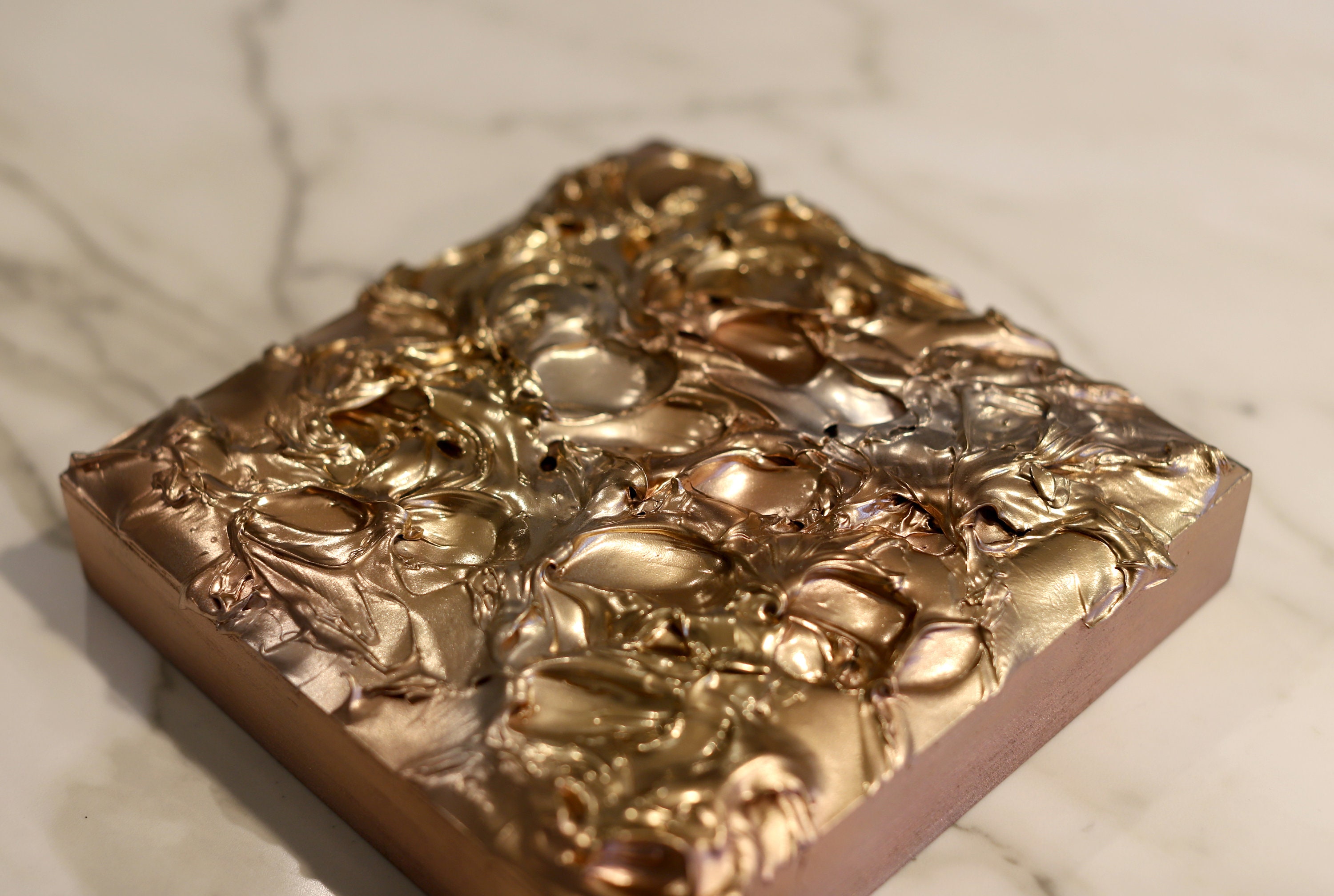 Rose Gold Texture Wall Painting, Mixed Metals Painting, Contemporary ...