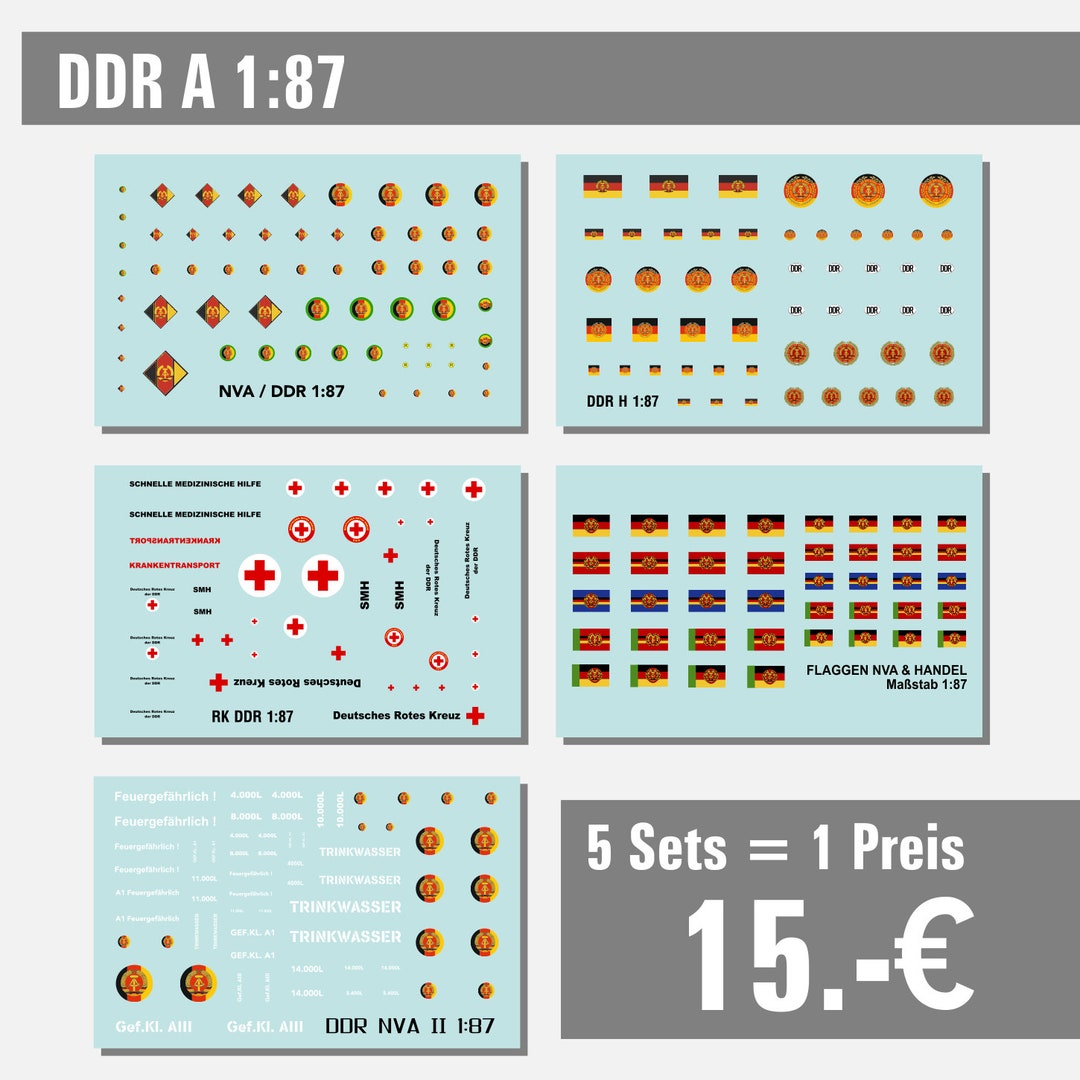 Waterslide Decal 1:87 GDR NVA DRK Border Model Railway - Etsy
