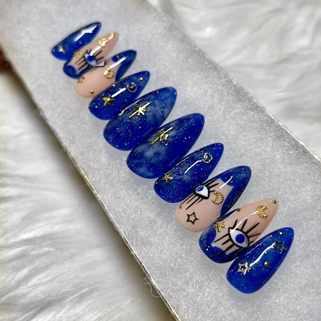 Celestial Press on Nails | Stars and Moon Nails | Witchy Nails ...