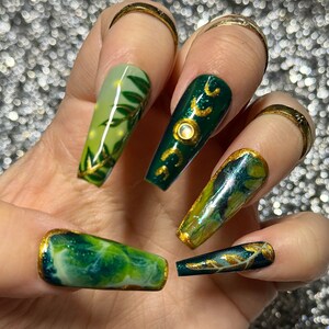 Forest Fairy Press on Nails | Cottagecore Nails | Green Nails ...
