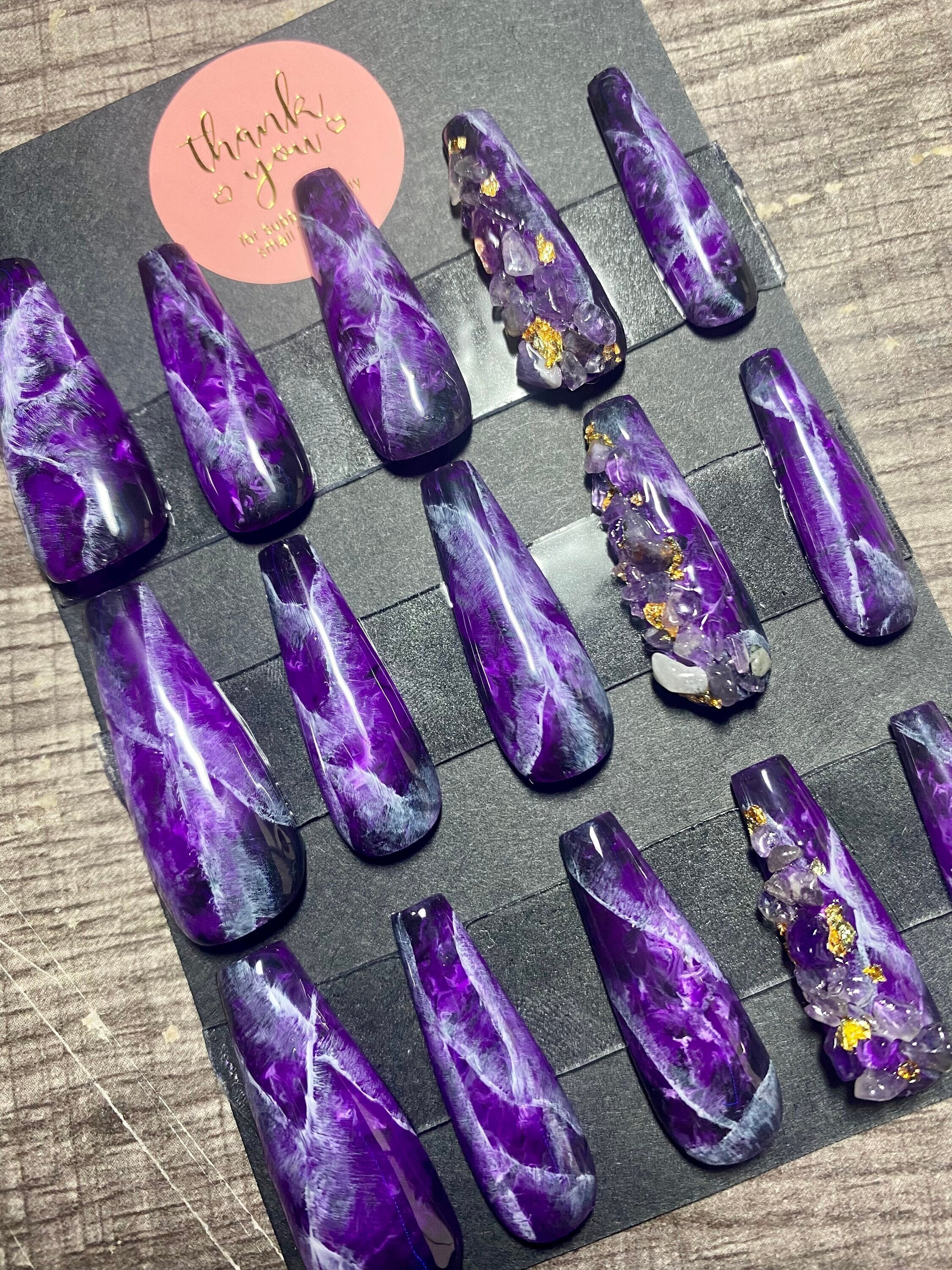REAL Amethyst Press on Nails - Etsy