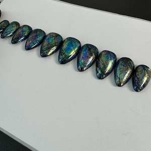 LABRADORITE Press on Nails | HAND-PAINTED | Crystal Nails | Labradorite ...