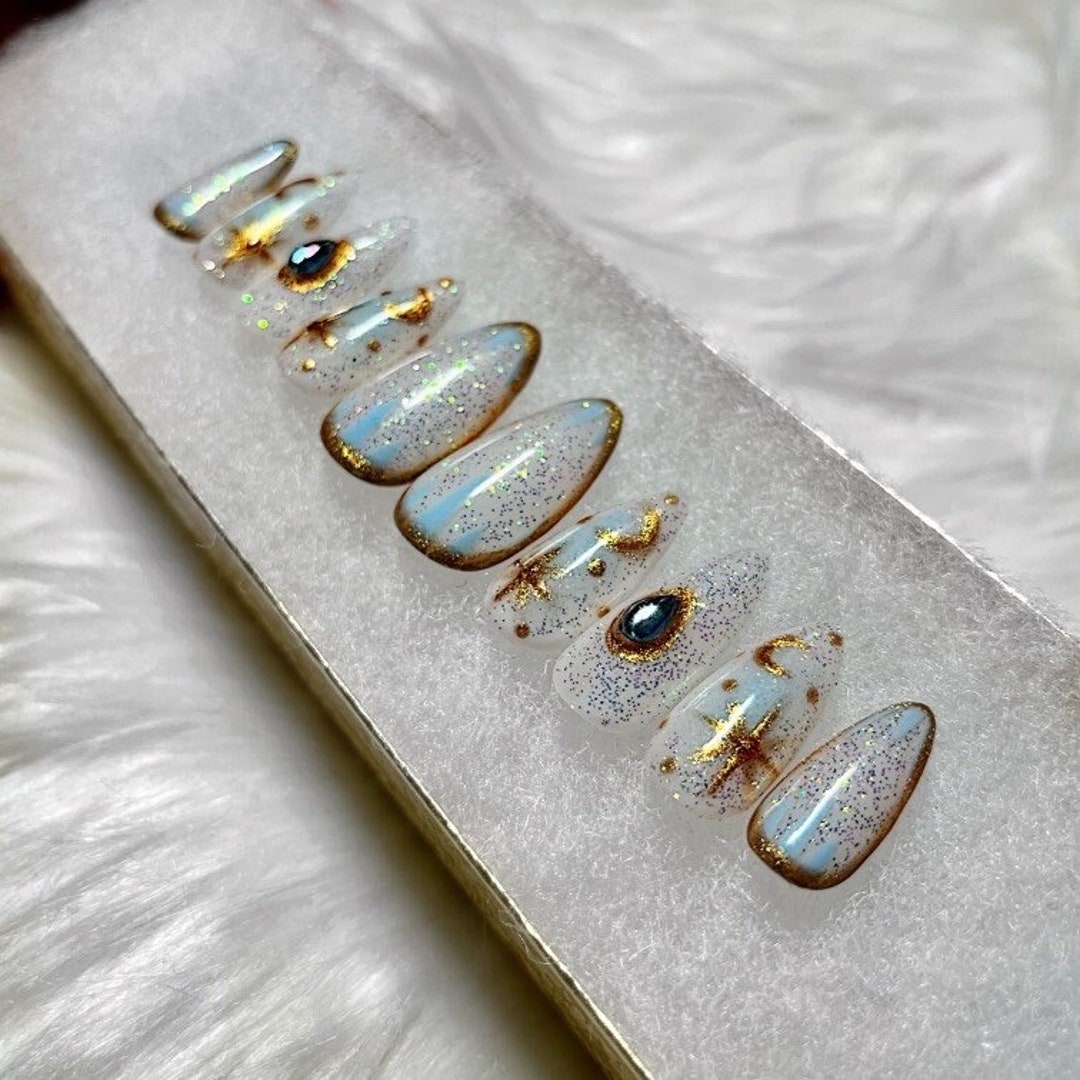 White Witch Press on Nails | Stars and Moon Nails | Witchy Nails ...