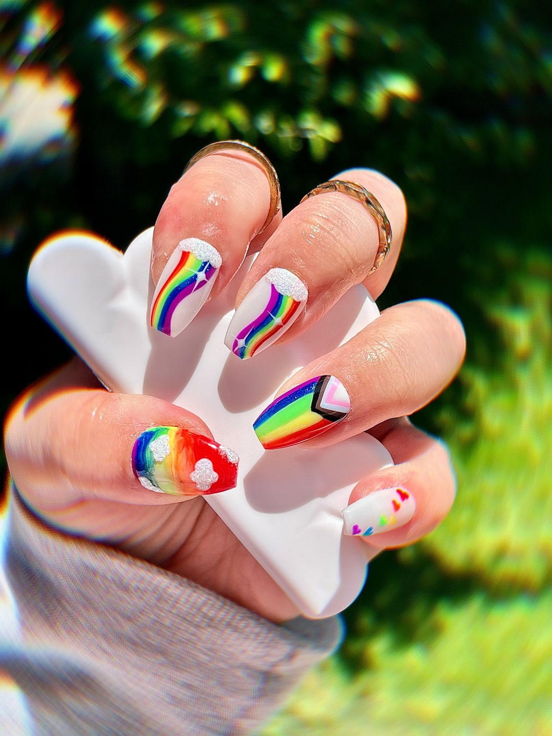 Pride Press On Nails Rainbow Nails Pride Nails Fake Nails False Nails Press On Trendy