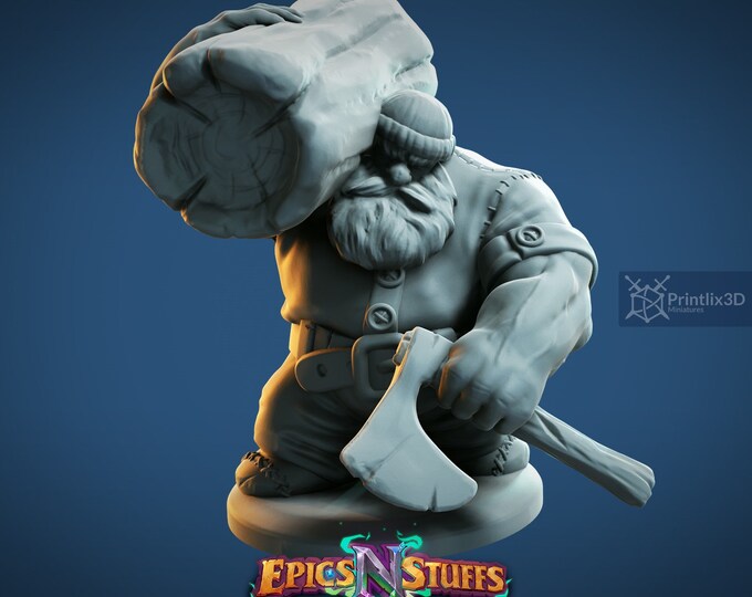 Dwarven Logger Lumberjack Detailed, Primed Miniature for Tabletop Rpgs ...