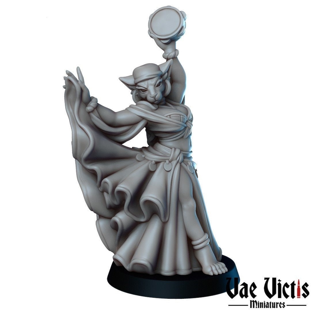 Tabaxi Dancer Detailed, Primed Miniature for Tabletop Rpgs Sized 28mm ... Tabaxi Dancer Detailed, Primed Miniature for Tabletop Rpgs Sized 28mm ...