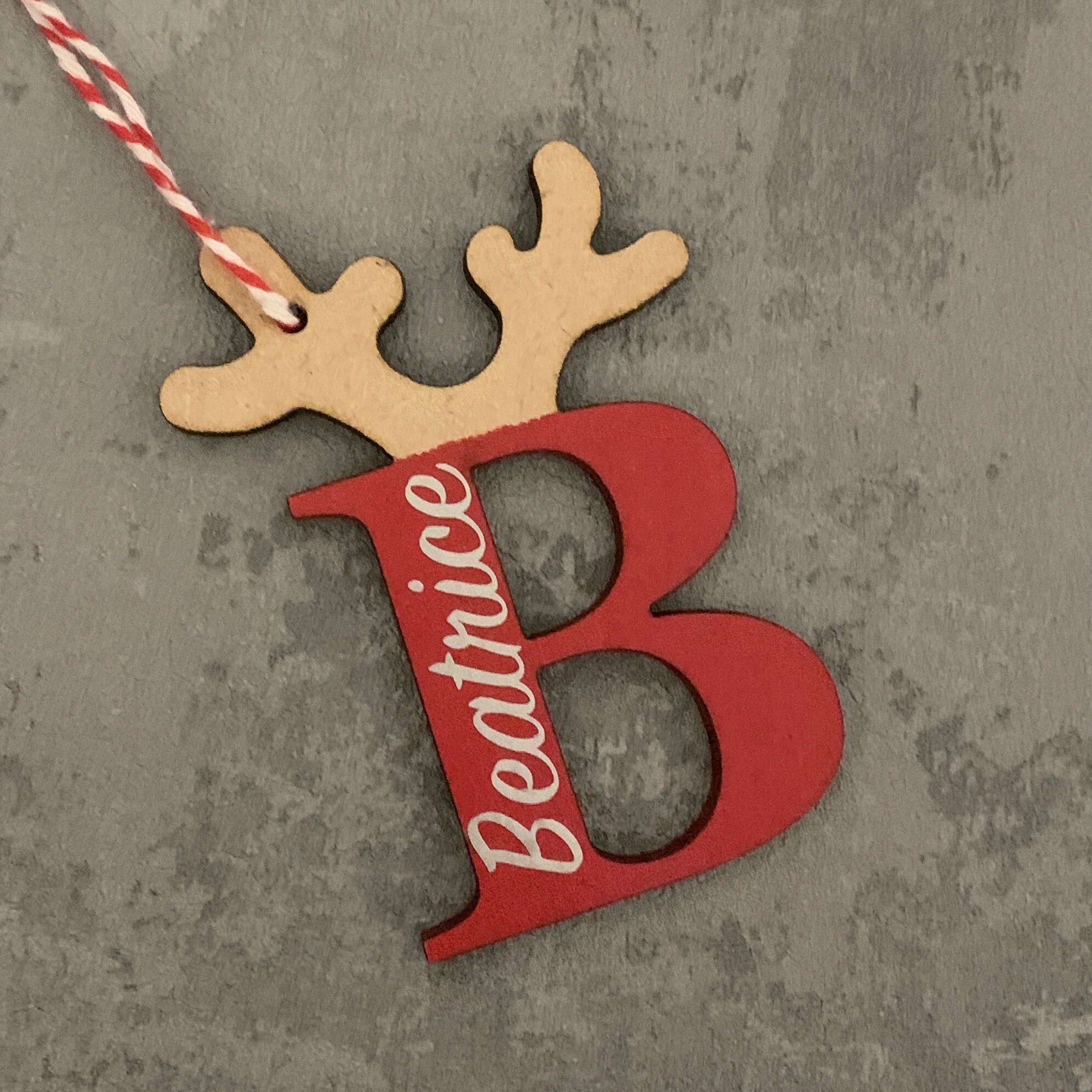 Red Personalised Name Wooden Letter Reindeer Alphabet - Etsy UK