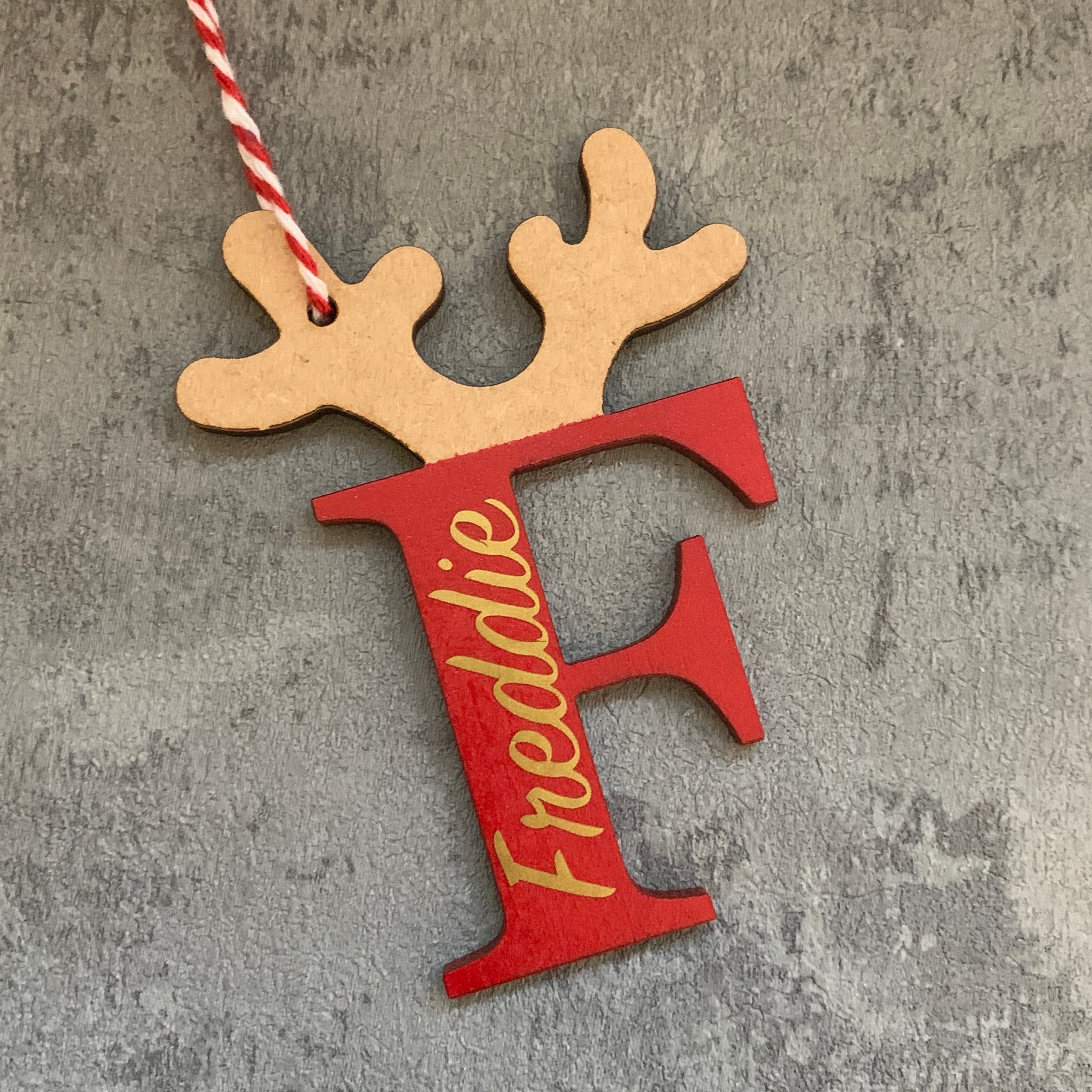 Red Personalised Name Wooden Letter Reindeer Alphabet - Etsy UK