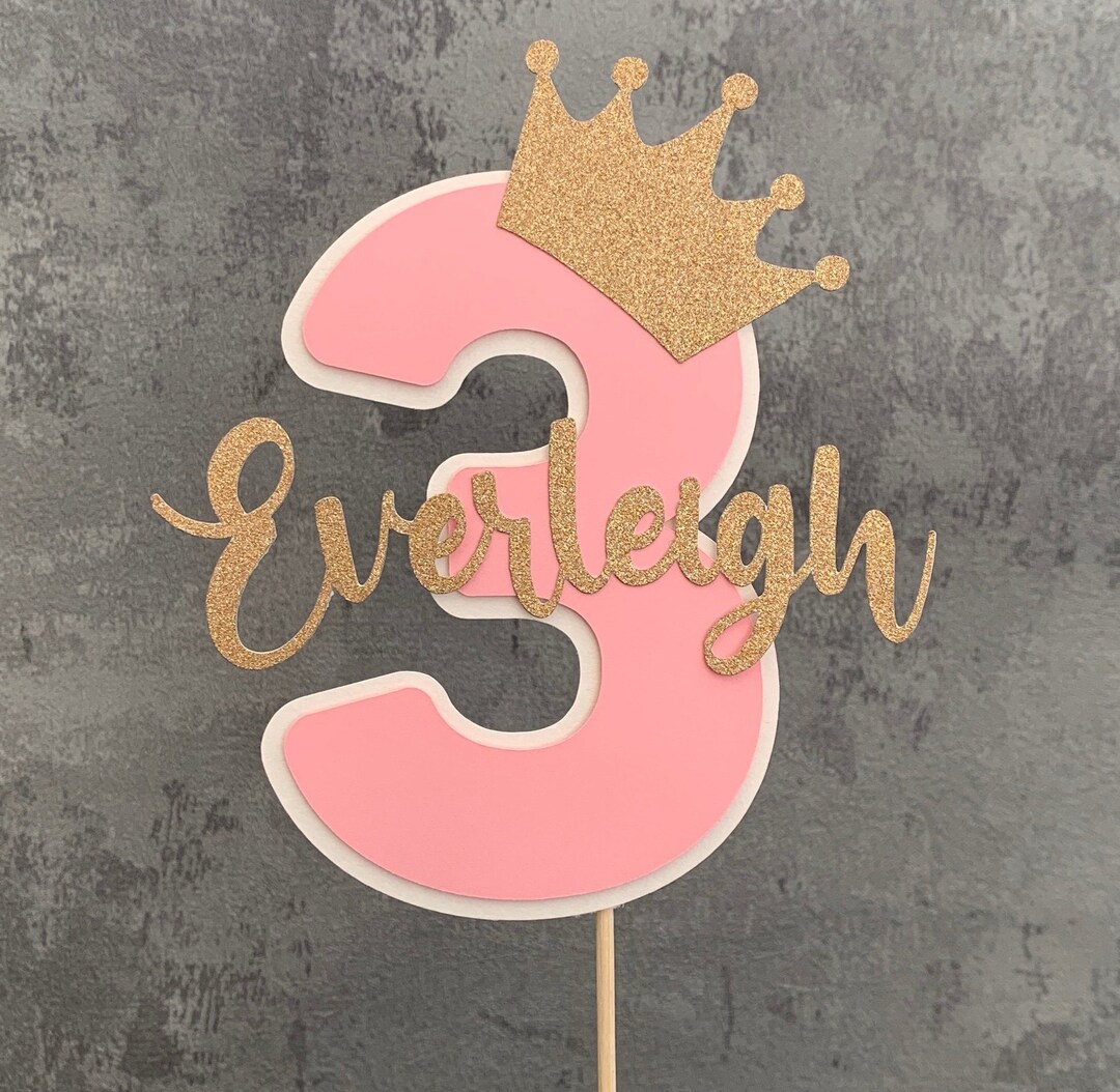 Princess and Prince Number Three Children's 3rd Birthday Cake Topper ...