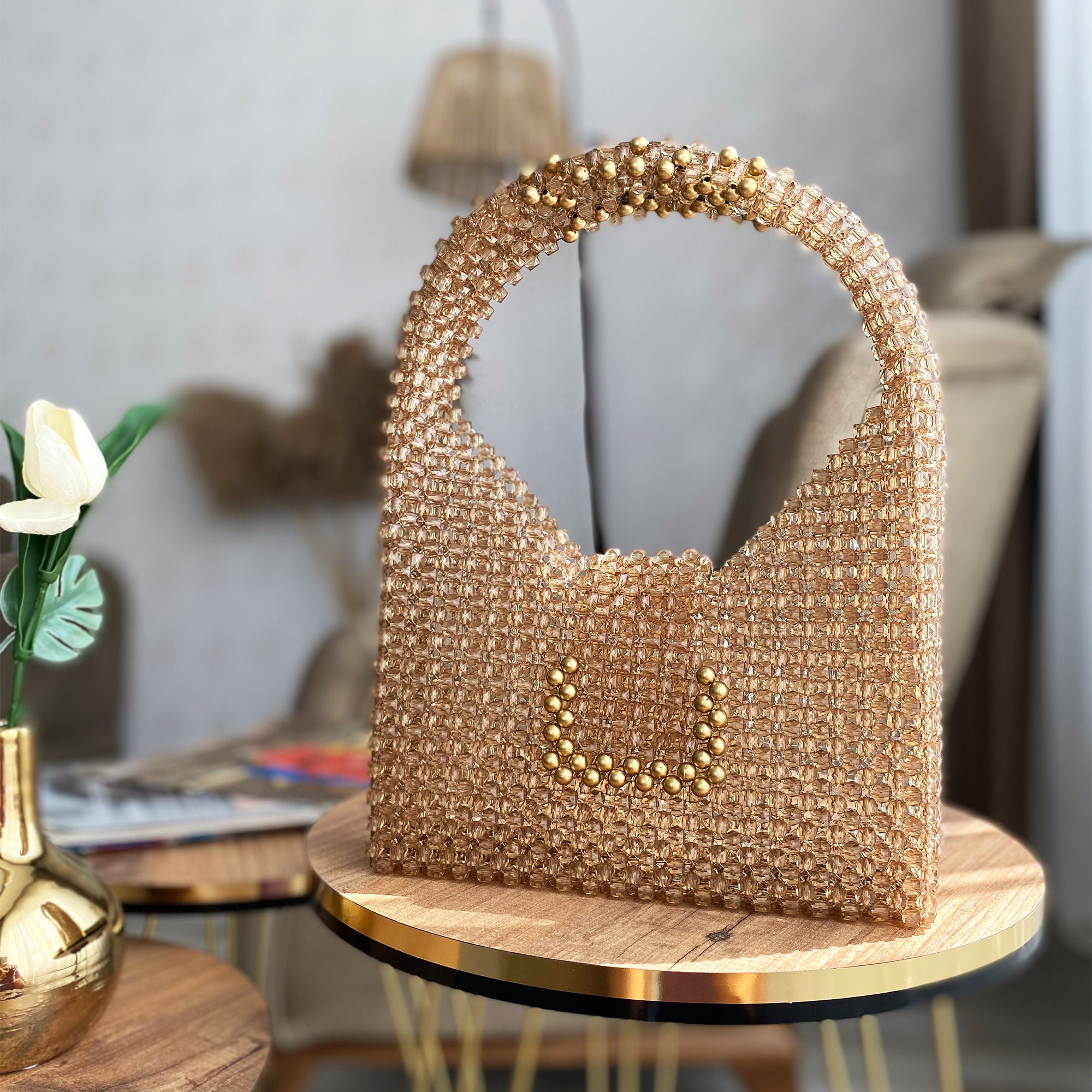 Beaded Bag Pearl Beaded Bag Handle Bag Women's Hand Bag Handbags Bead ...