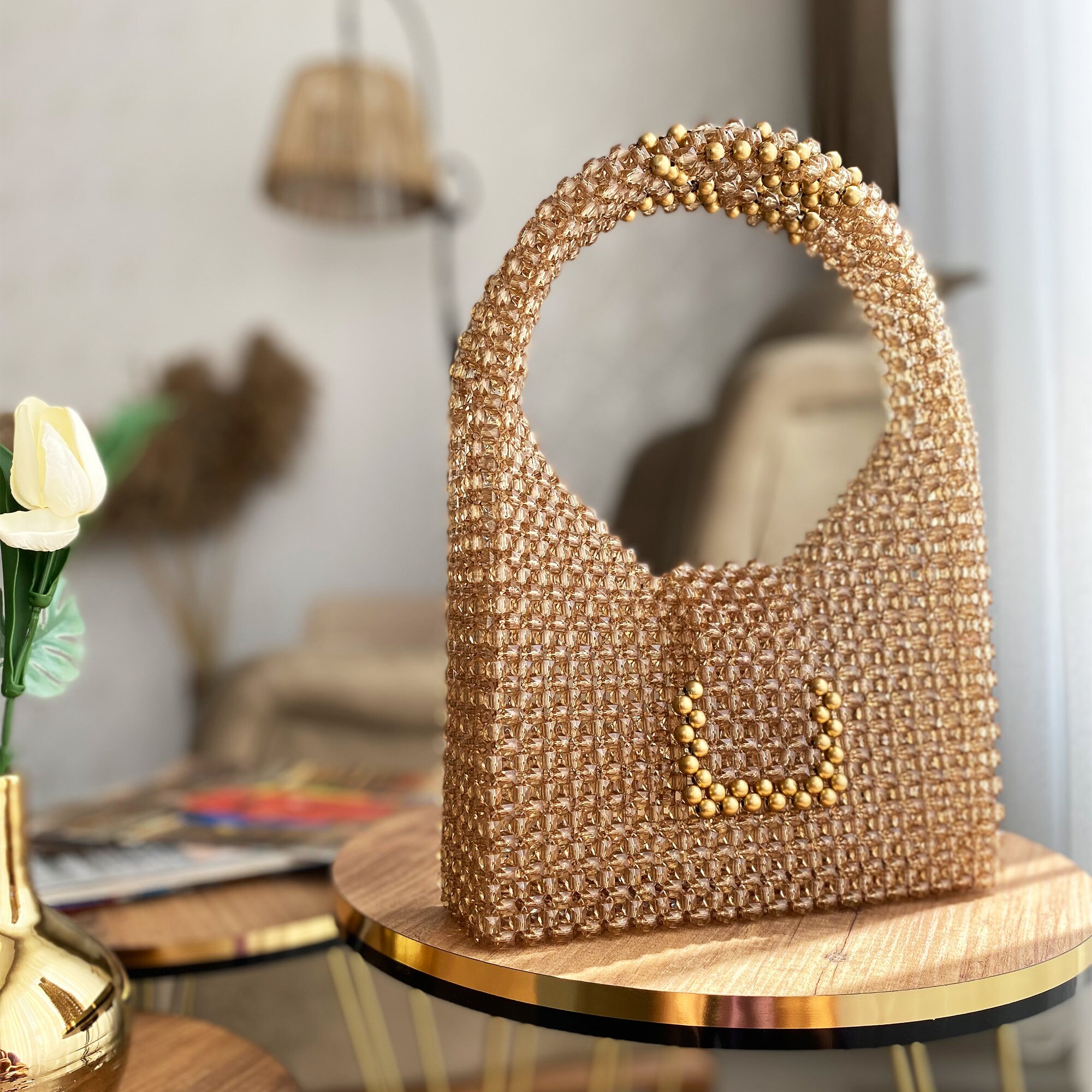 Beaded Bag Pearl Beaded Bag Handle Bag Women's Hand Bag Handbags Bead ...