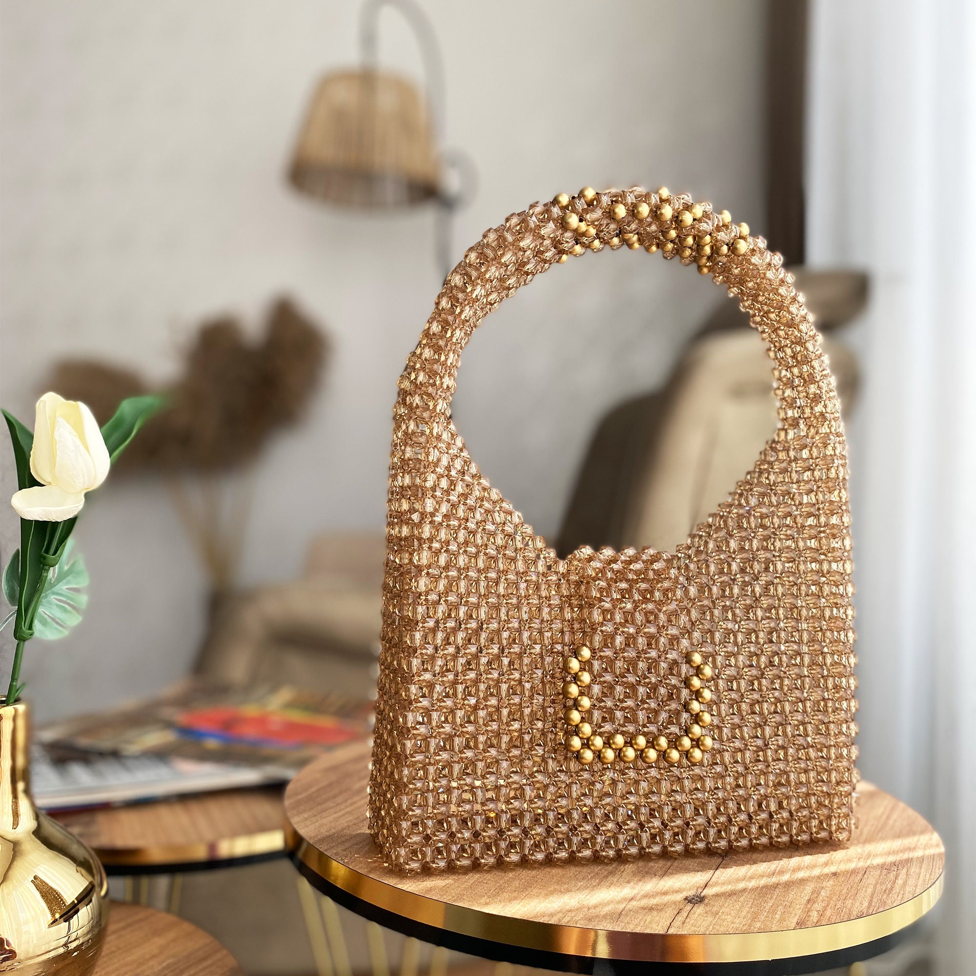 Beaded Bag Pearl Beaded Bag Handle Bag Women's Hand - Etsy