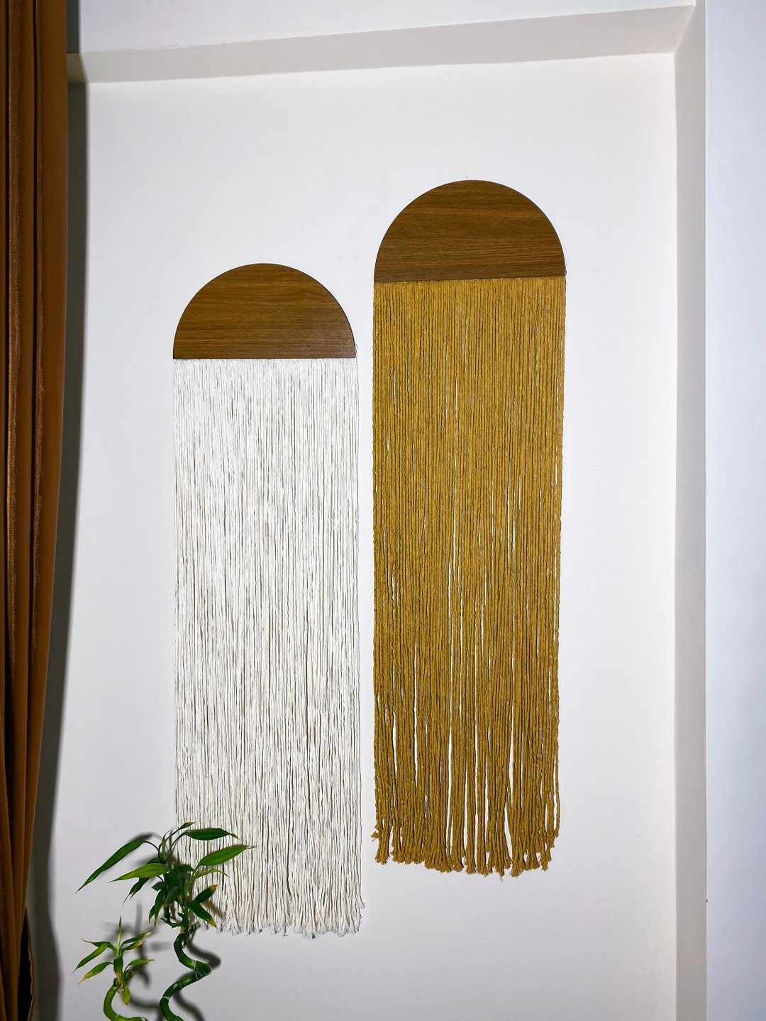 Boho Half Moon Macrame Wall Hanging – Textile Art, Set of 2 - Etsy
