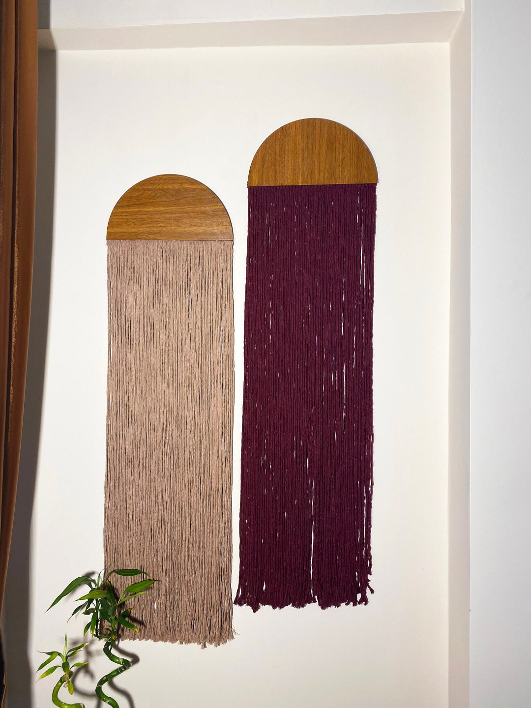 Boho Half Moon Macrame Wall Hanging – Textile Art Decor, Set of 2 - Etsy