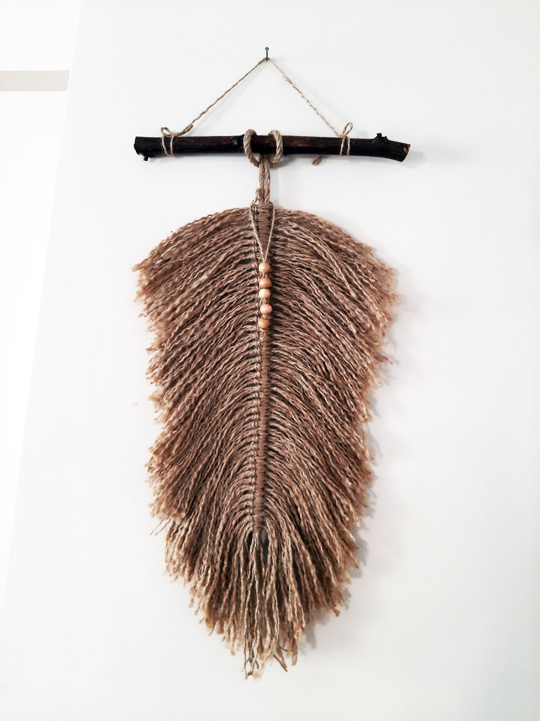 Deepb Jute Leaf Wall Decor - Natural Tree Branch - Jute Wall Decoration ...