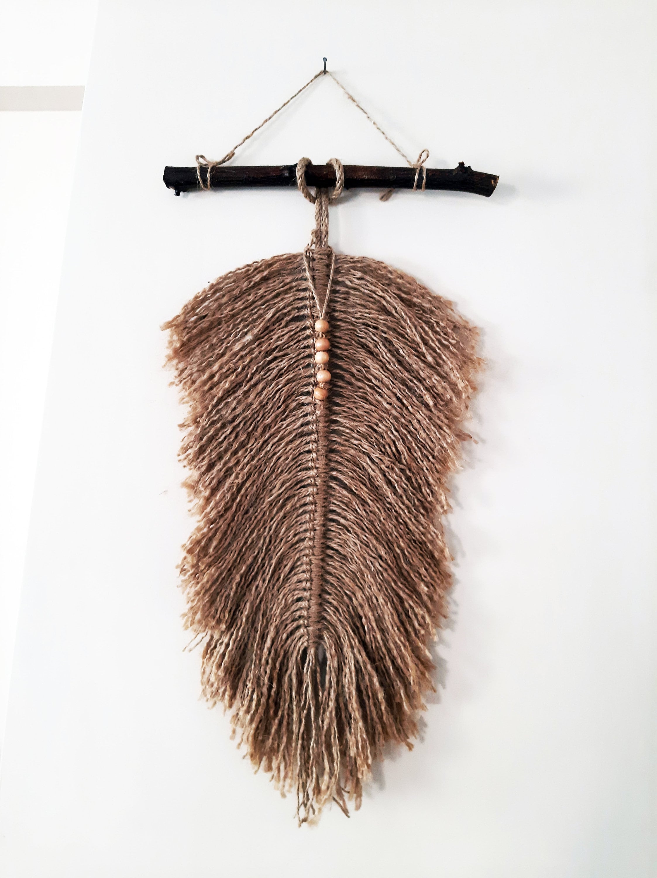 Deepb Jute Leaf Wall Decor - Natural Tree Branch - Jute Wall Decoration ...