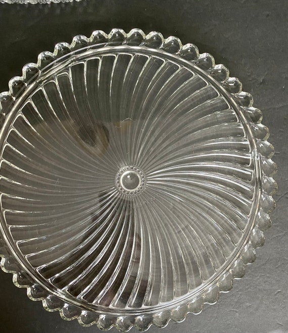 Pressed Glass Footed Swirl Cake Plate. - Etsy