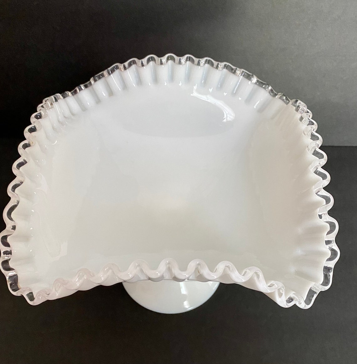 Fenton Silvercrest Milk Glass Compote. - Etsy