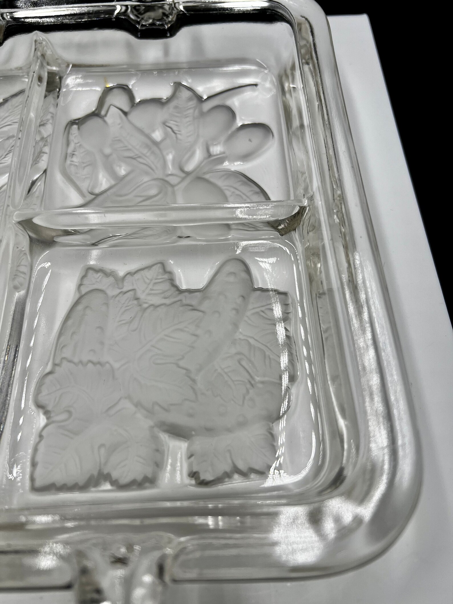 Imperial Glass Frosted Square Divided Handled Relish Dish. - Etsy