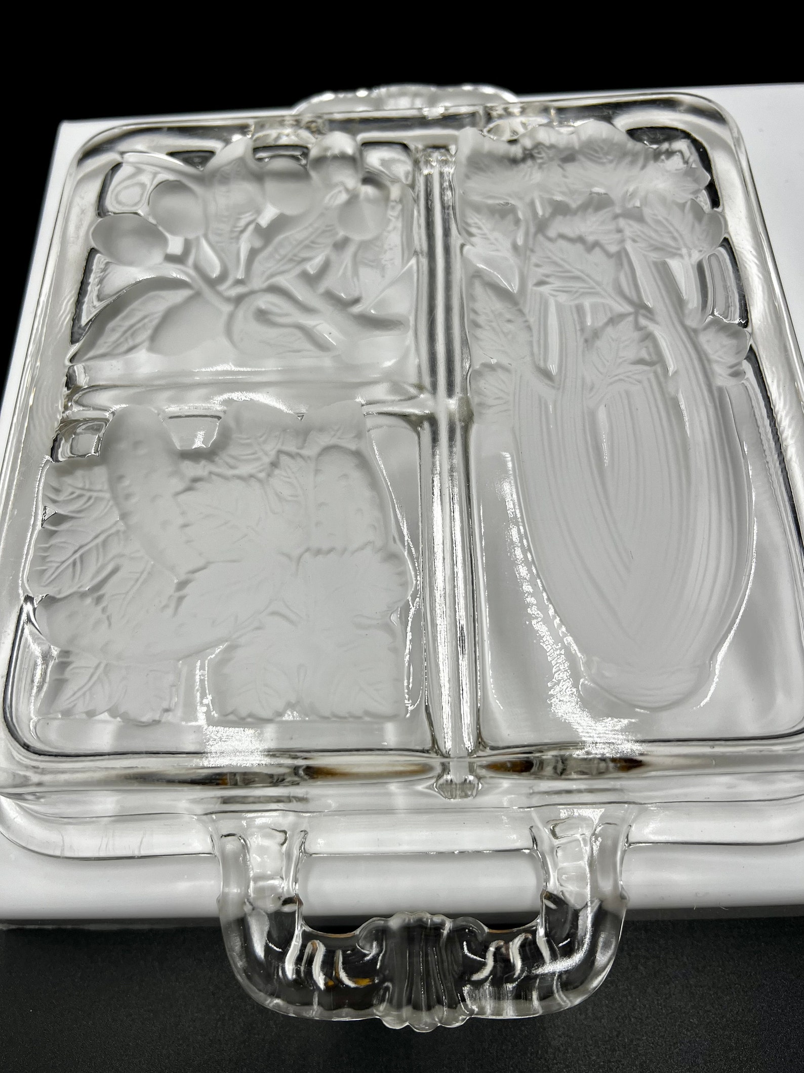 Imperial Glass Frosted Square Divided Handled Relish Dish. - Etsy