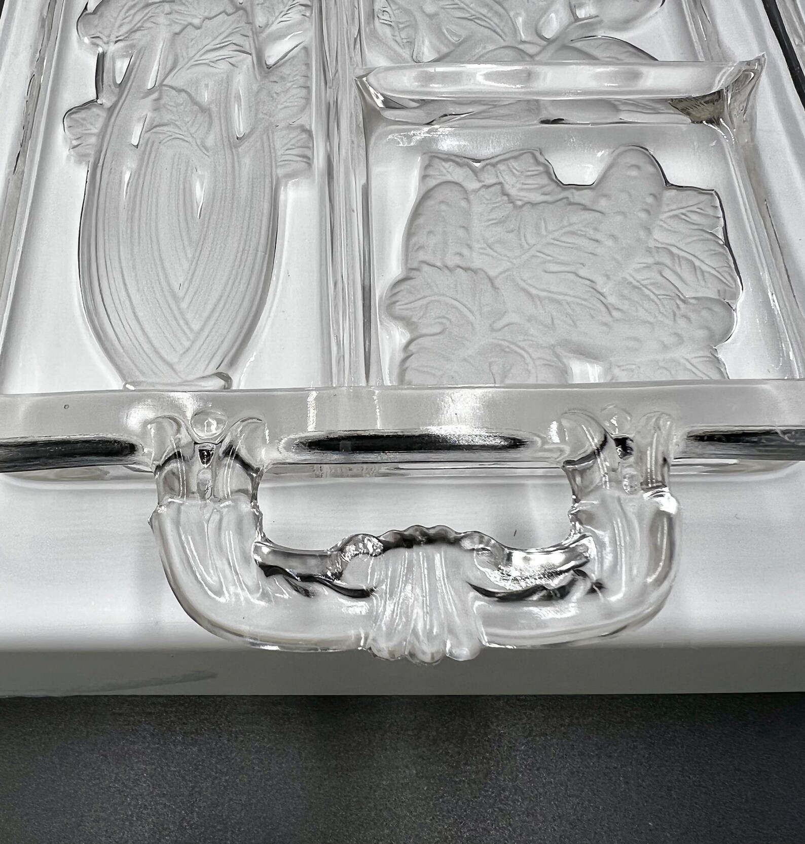 Imperial Glass Frosted Square Divided Handled Relish Dish. - Etsy
