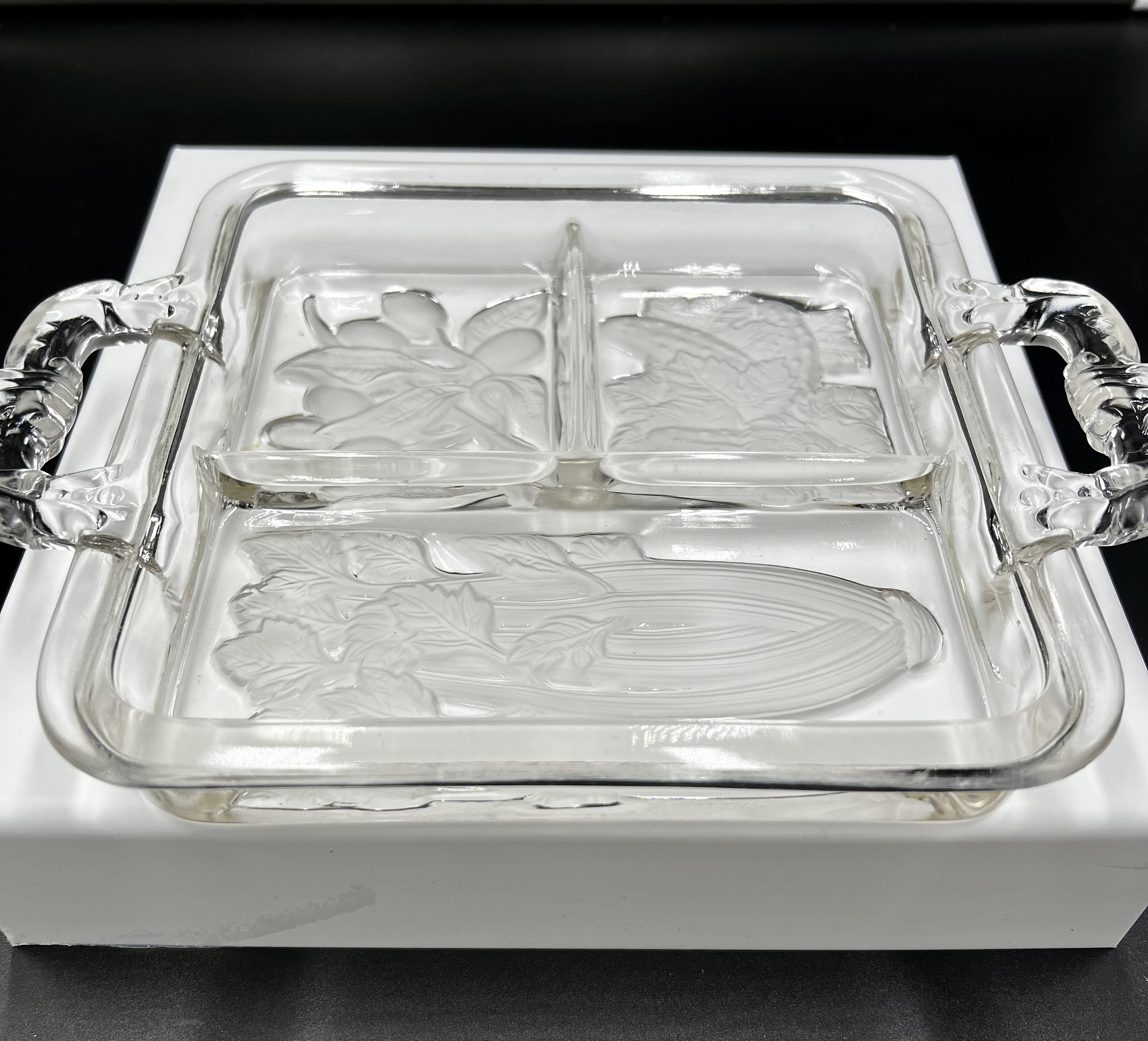 Imperial Glass Frosted Square Divided Handled Relish Dish. - Etsy