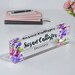 Floral Acrylic Name Block for Desk, Womens Personalized Desk Name Plate ...