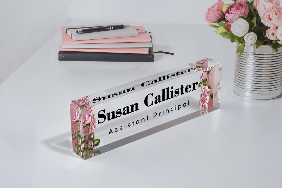 Assistant Principal Name Plate, Personalized Desk Name Plate With Roses ...