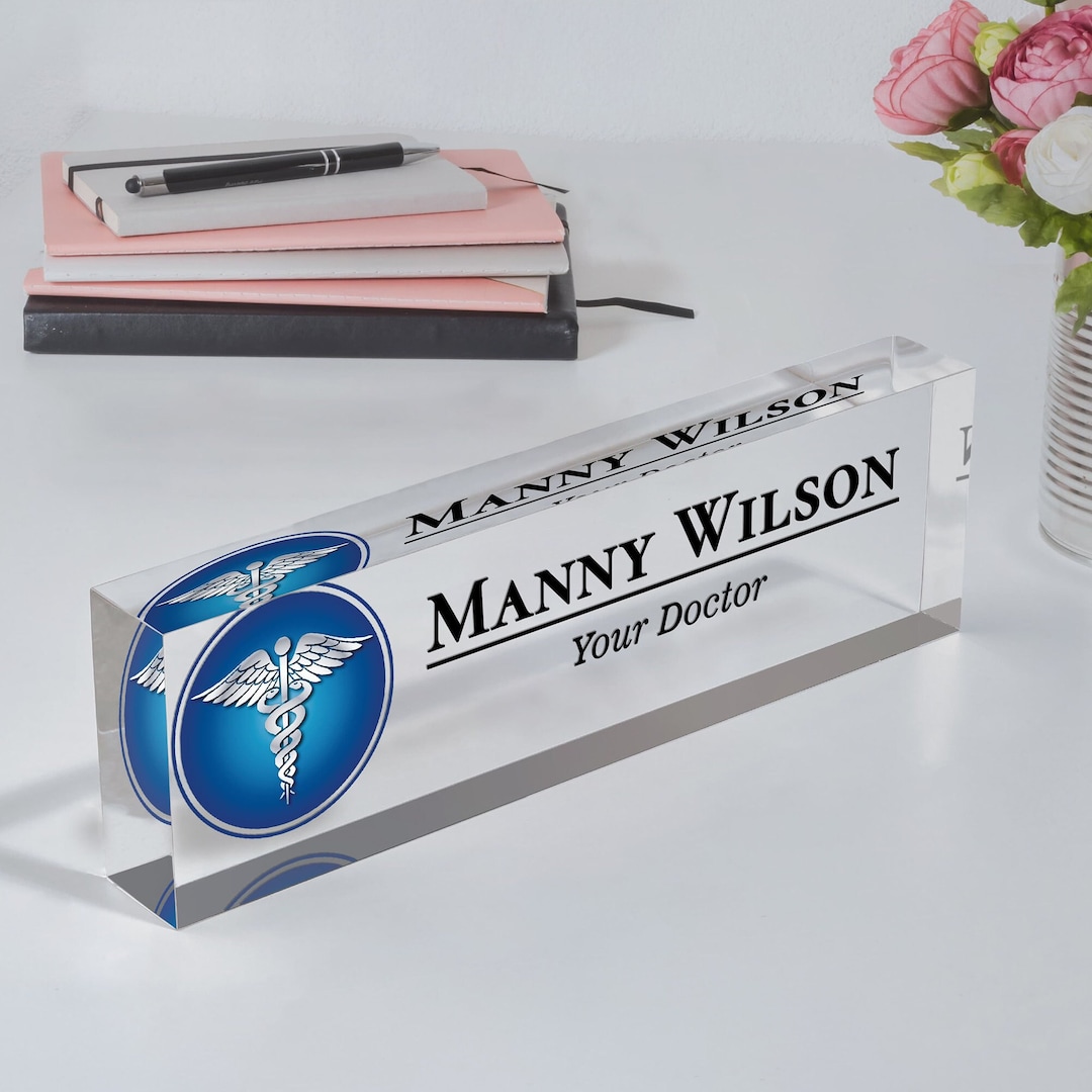 Doctor Desk Name Plate Personalized, Medical Worker Gift, Clear Acrylic ...