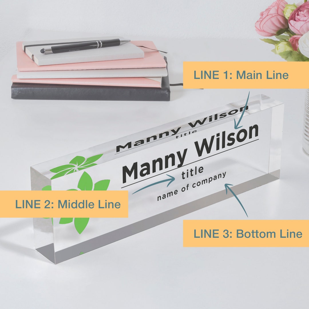 Personalized Acrylic Name Block Sign, Custom Desk Nameplate for Office ...