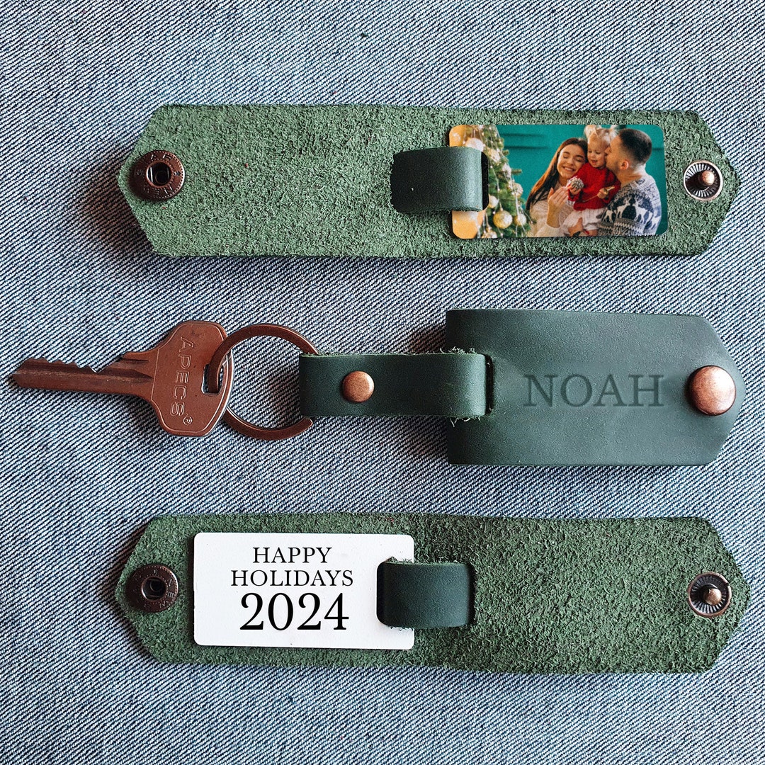 Family Leather Photo Keychain, Custom Couple Gift, Sentimental Gift for ...