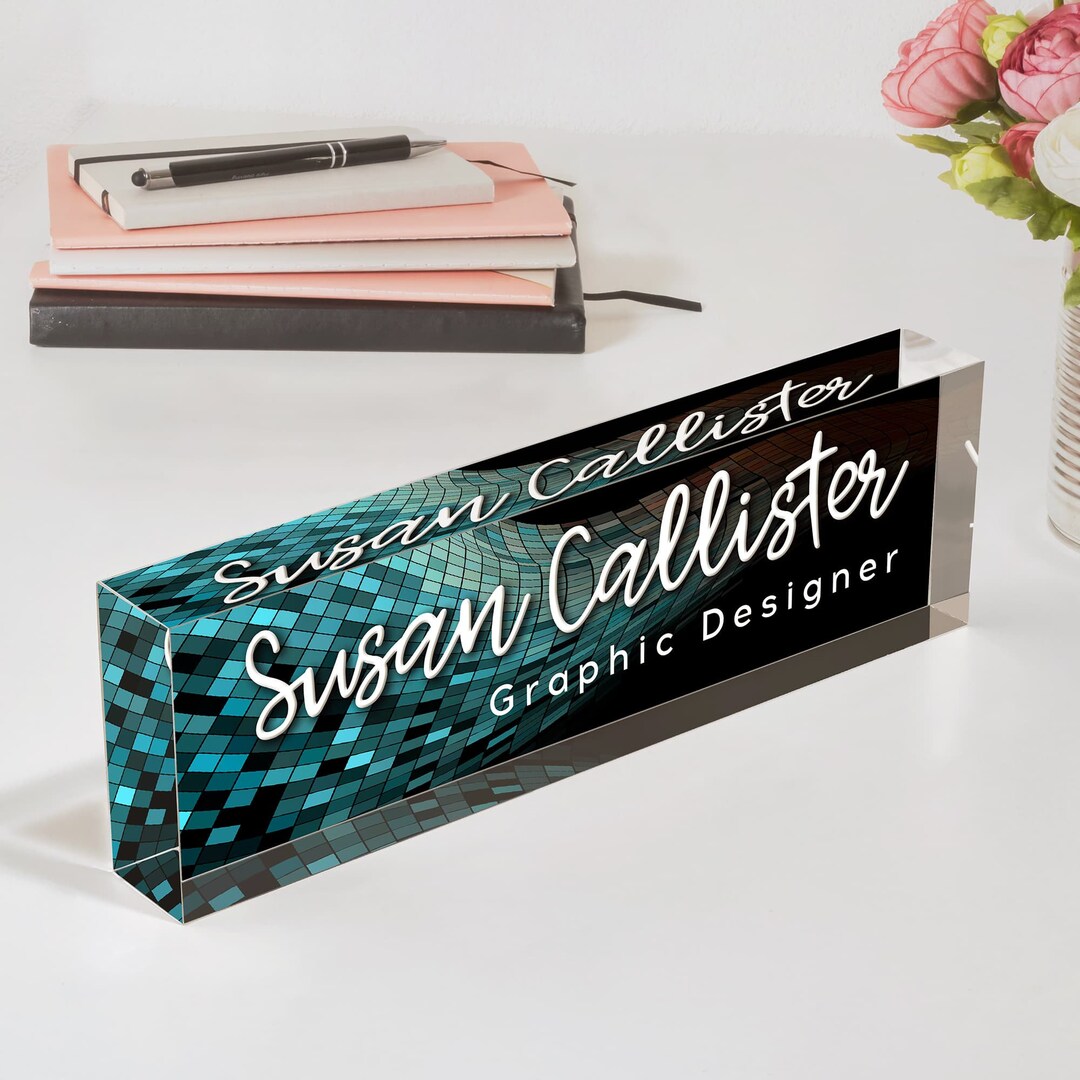 Personalized Acrylic Desk Name Plate, Custom Engraved Name Sign for ...