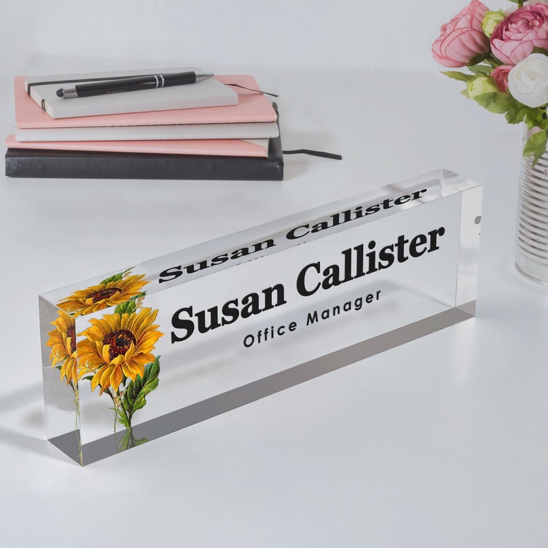 Sunflower Desk Name Plaque, Office Decor, Name Plate for Desk for ...