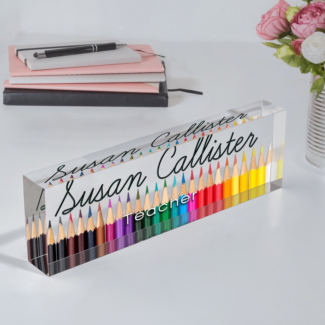 Teacher Desk Name Plate, Acrylic Table Desk Name Block, Custom Dentist ...