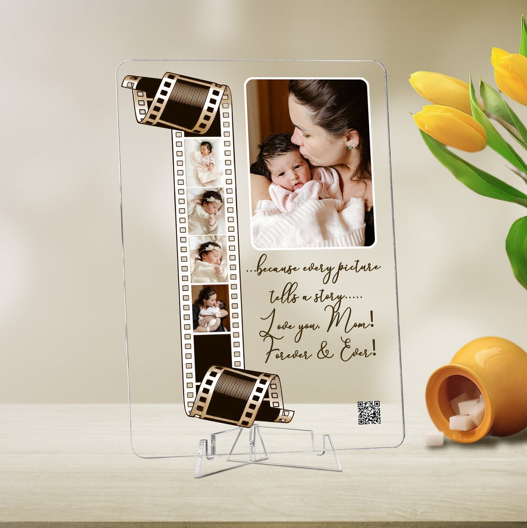 Custom Phrase Photo Collage Acrylic Plaque, Film Roll Photo Frame ...