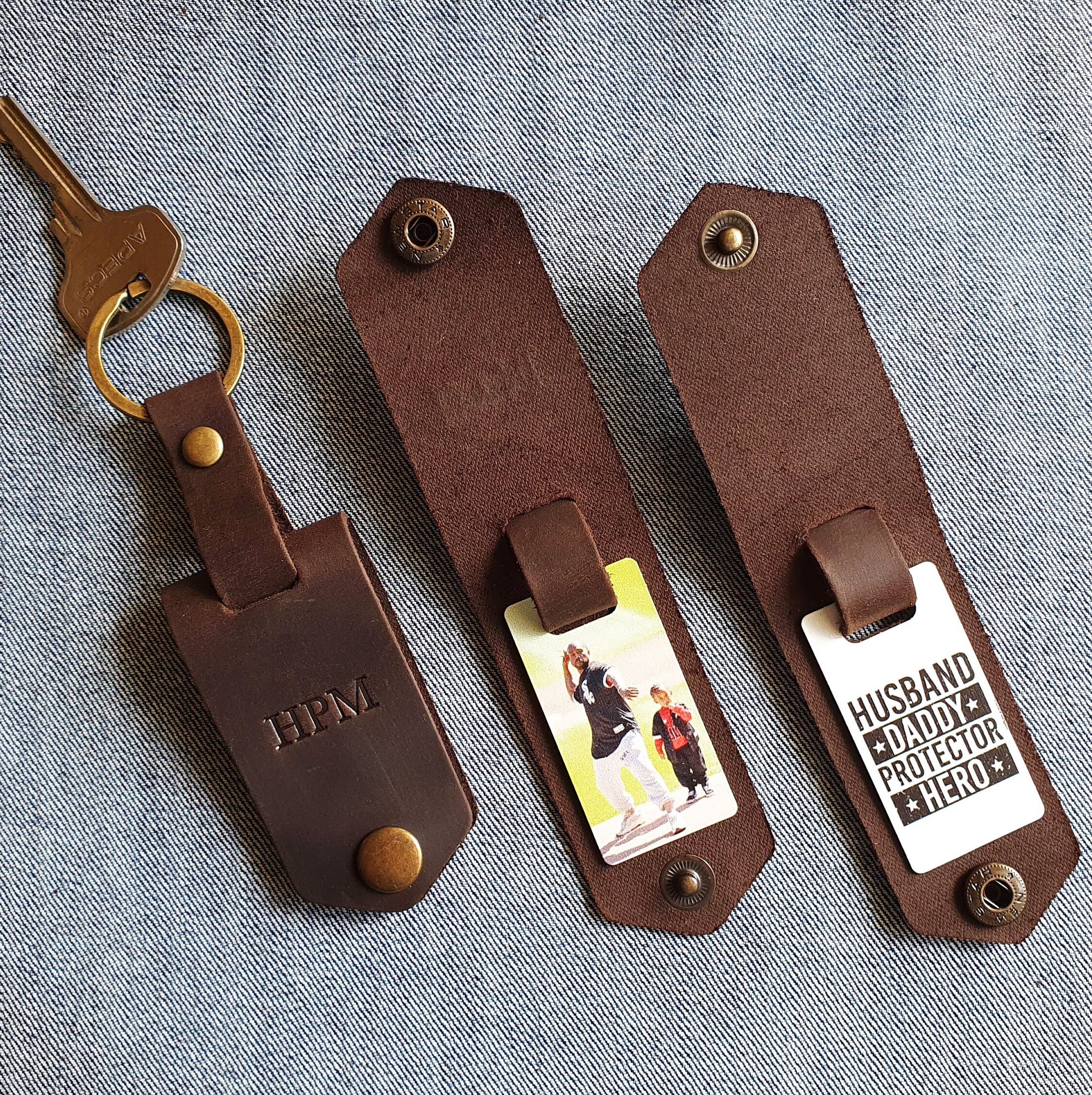 Custom Engraved Leather Keychain With Photo, Christmas Gift for Police ...