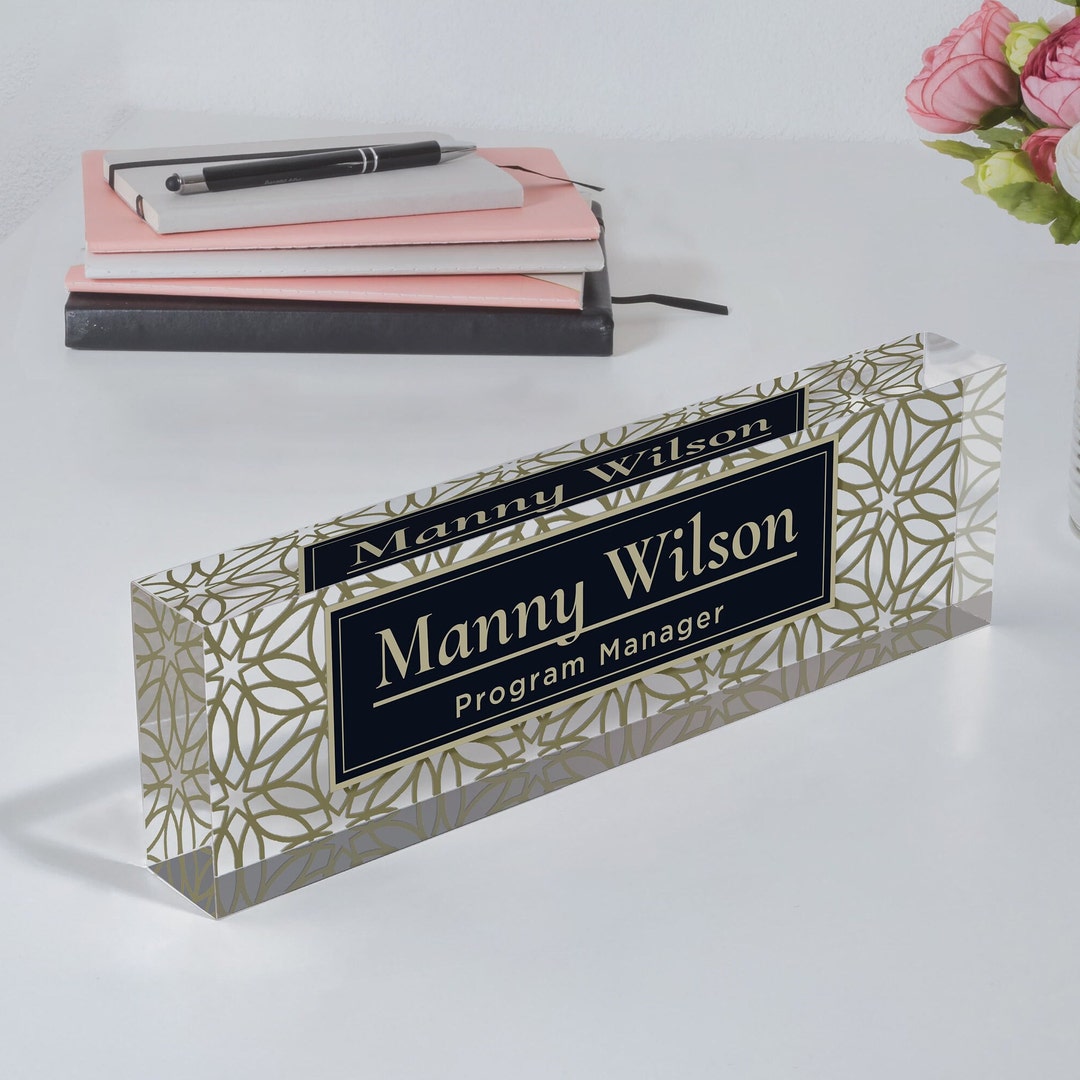 Personalized Desk Name Plate for Office Manager, Custom Acrylic Name ...