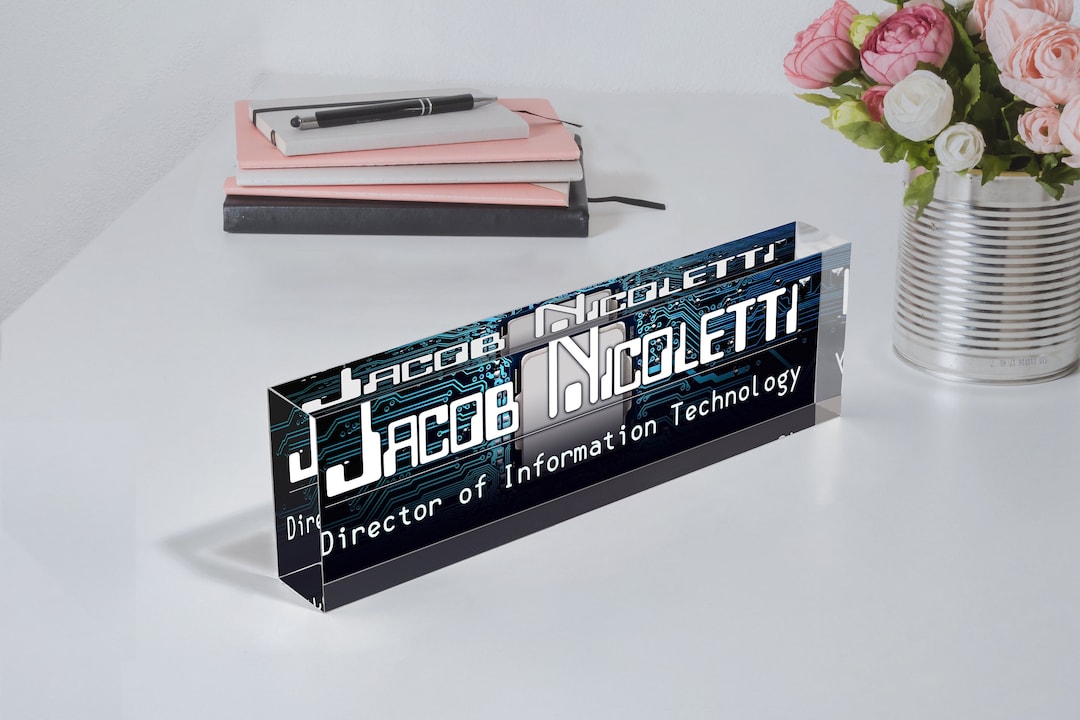 Programmer Desk Name Plate, Acrylic Desk Sign With Circuit, Job Title ...