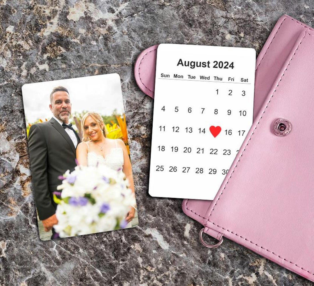Personalized Wallet Photo Card, Acrylic Memory Card With Calendar Date ...