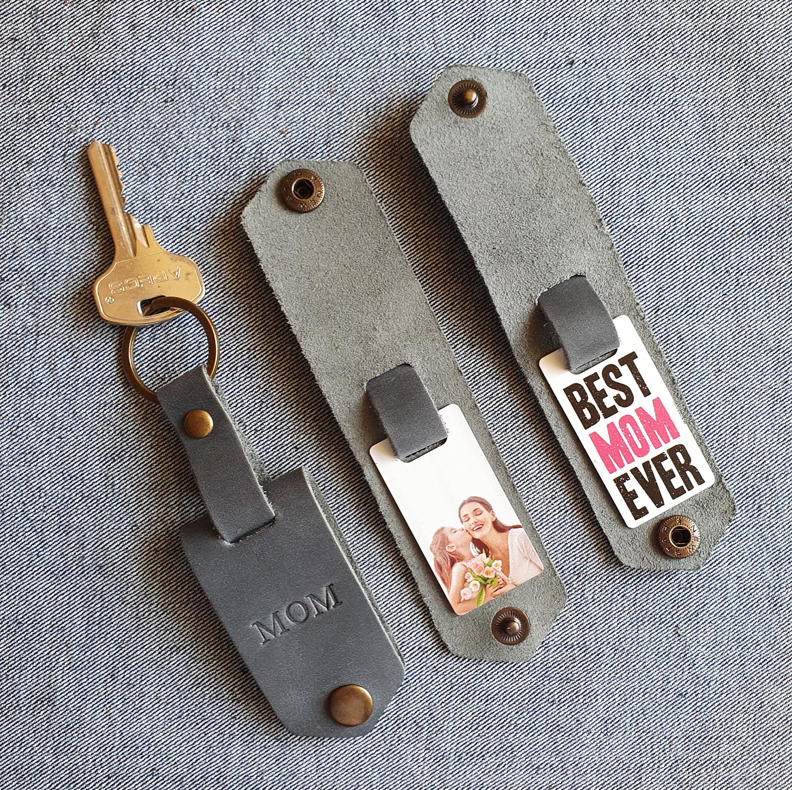 Leather Photo Keychain for Dad, Husband Christmas Gift Personalized ...