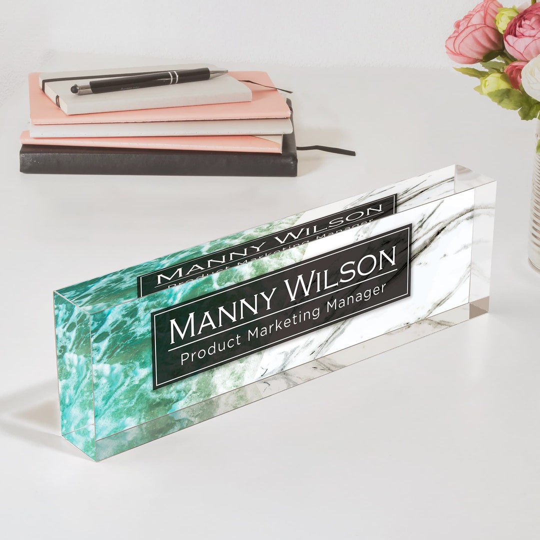 Water Marble Design Desk Plaque, Desk Nameplate for Project Manager ...