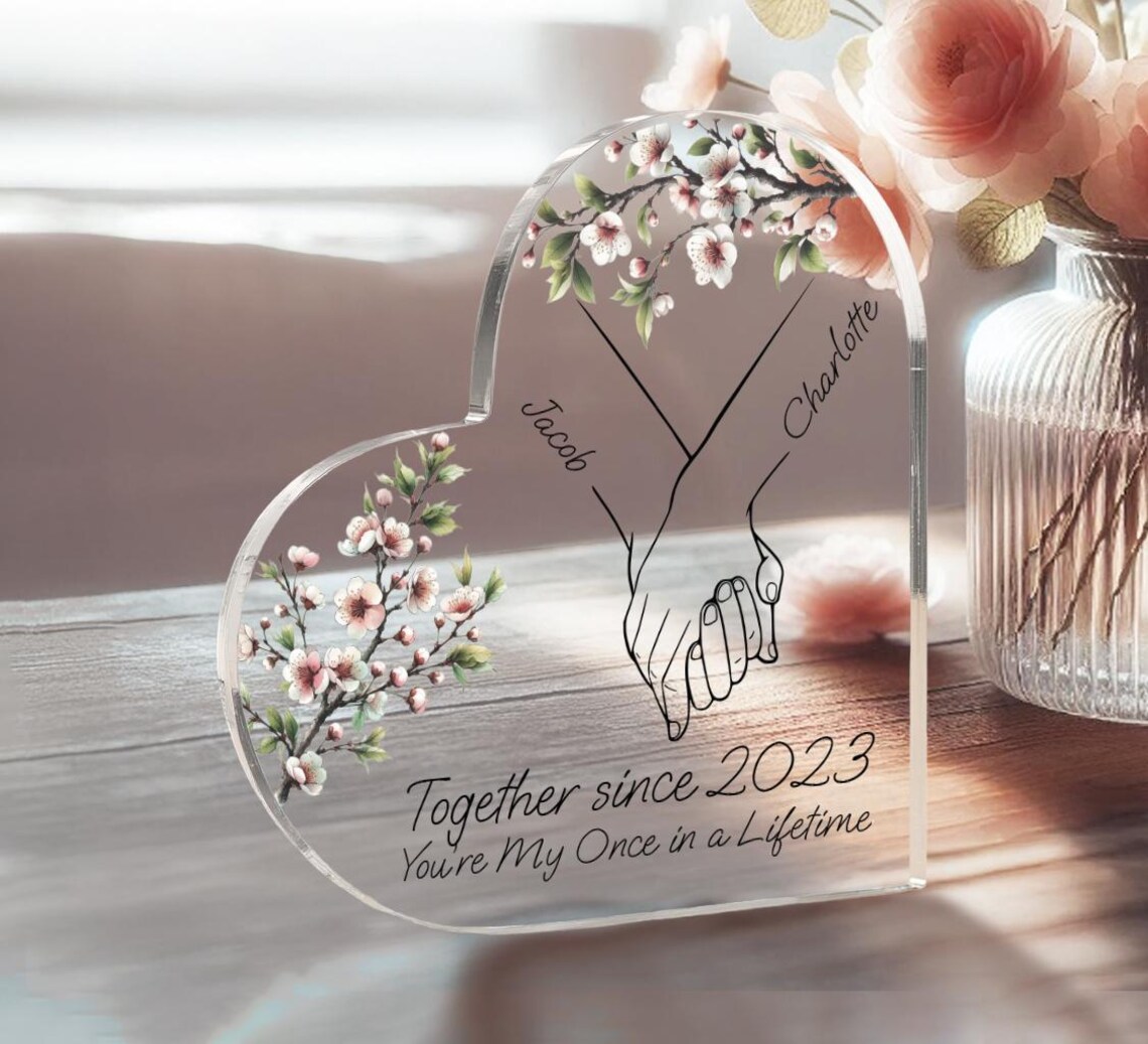 Acrylic Heart Plaque With Names and Year, Personalized Anniversary Gift ...